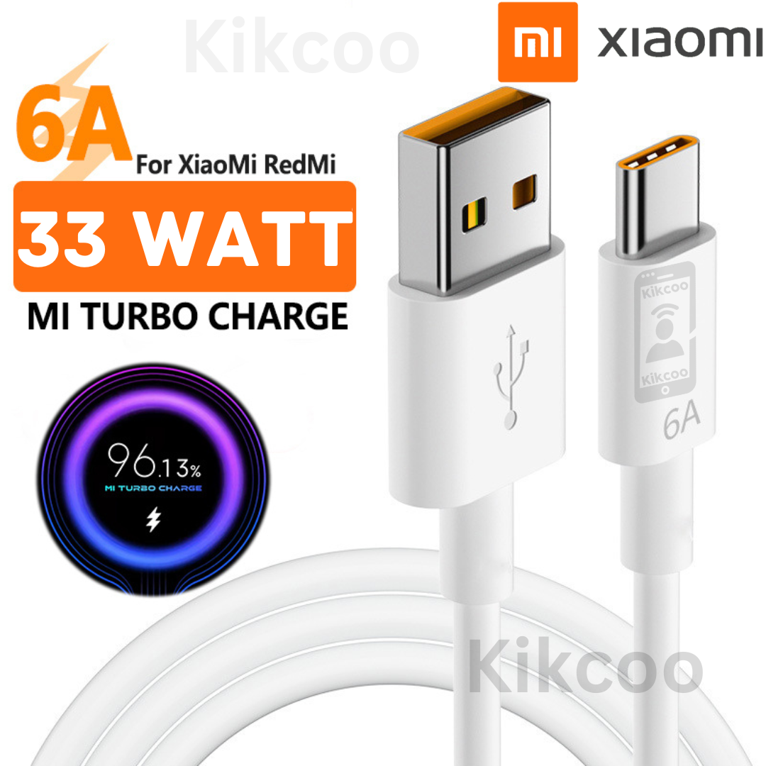 Xiaomi Type C 6A 33W Fast Charging Cable 1M, USB A to USB C, TPE ...