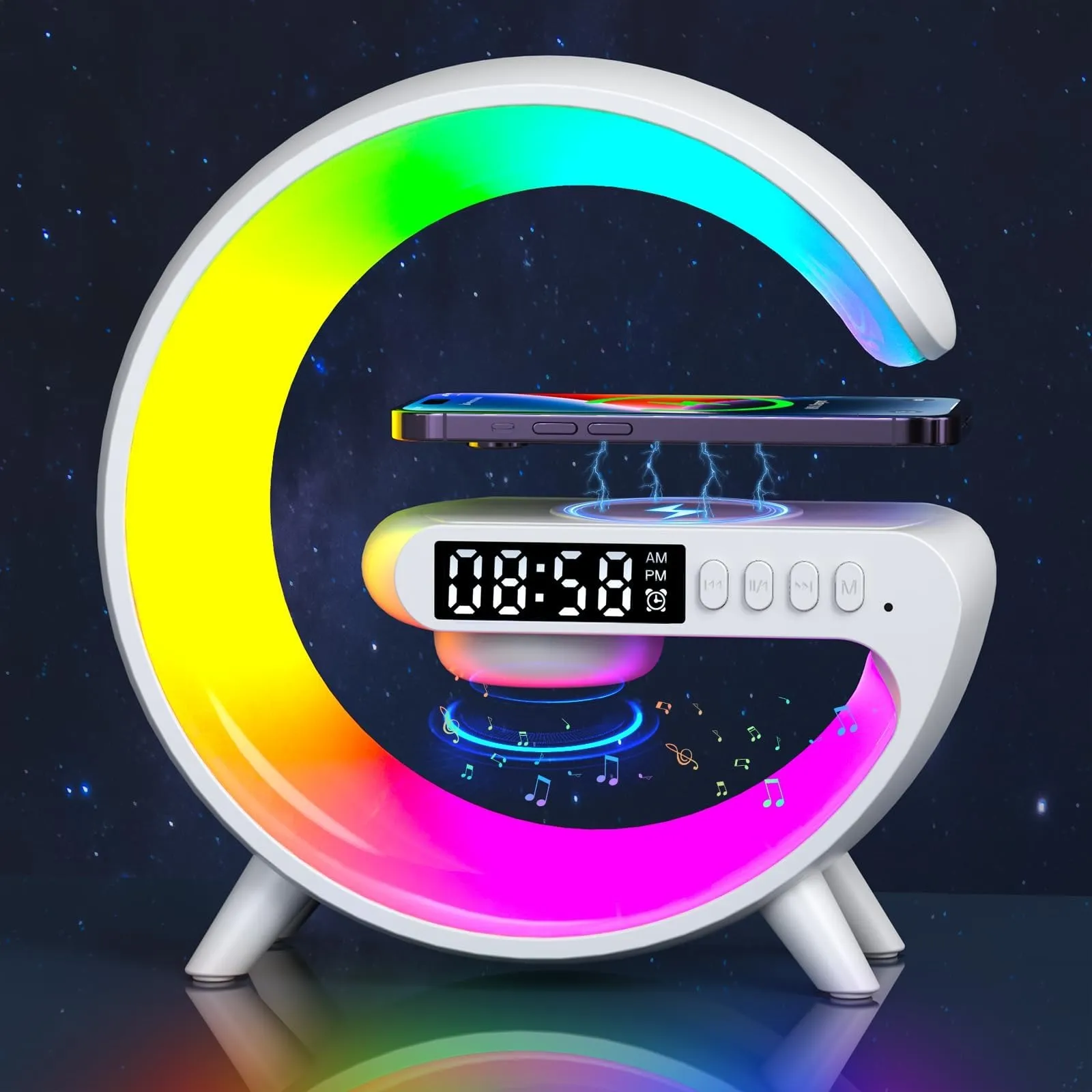 G63 4 In 1 Bluetooth Speaker 10W Multifunctional Wireless Charger LED ...